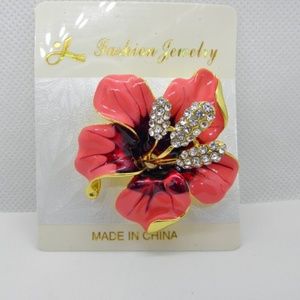 Jewelry | Hot Pink Hibiscus Flower Pin | Poshmark